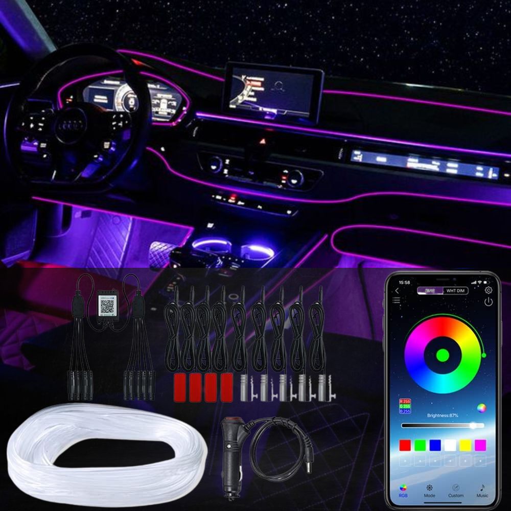 Conjunto 9-em-1 de Iluminação LED RGB para Portas, Tablier e Zona dos ...