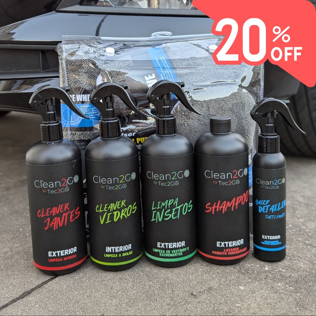 Pack Básico Exterior Clean2GO: Limpeza Completa para o Teu Carro – Tec2GO